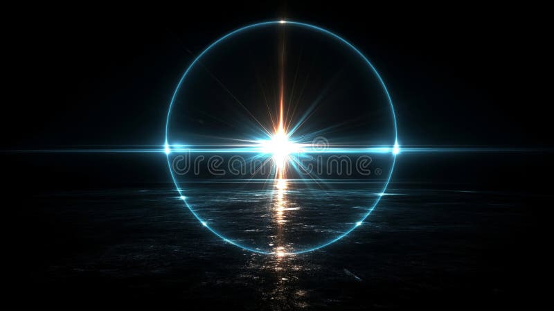 Glowing Light Sphere with Reflection on Dark Surface Stock Illustration ...