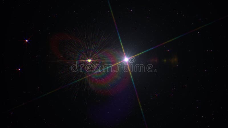 Glowing Light with Stars, Flares and Rays in Outer Space Stock ...
