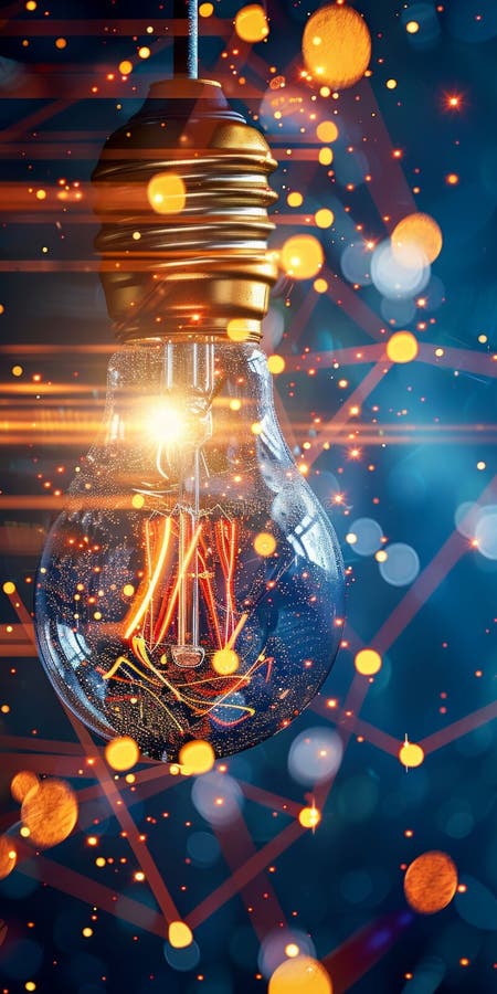 Glowing Lightbulb with Abstract Bokeh Background. Generative Ai Stock Illustration ...