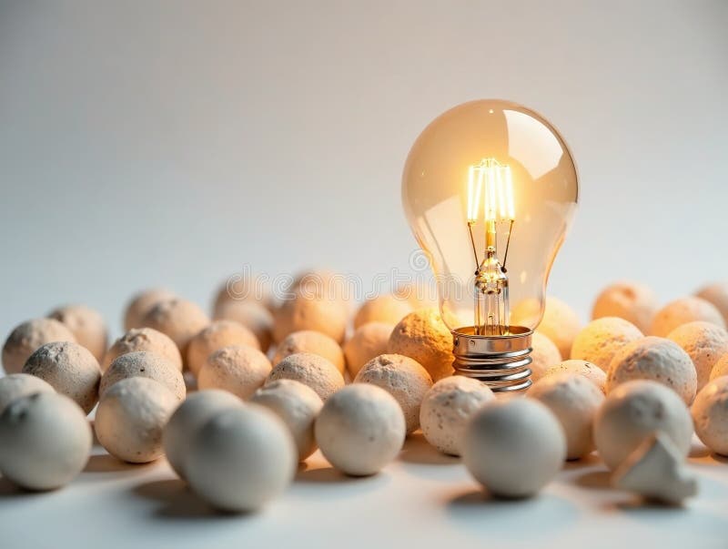 A Glowing Lightbulb Amidst Discarded Papers Lessons Learned Mistakes ...