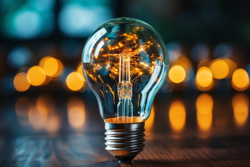 Glowing Lightbulb. Conceptual Image of Birth of Brilliant Idea with ...