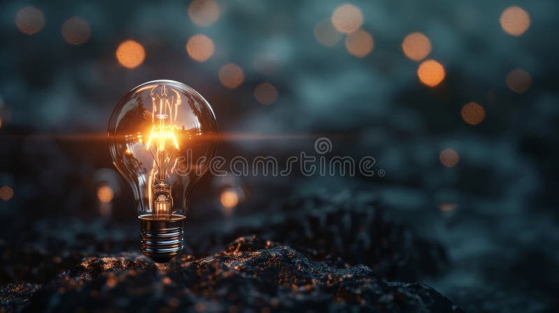 Glowing Lightbulb in Dark, Symbolizing Creativity, Problem Solving ...