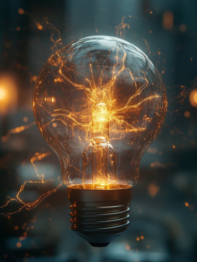 Glowing Lightbulb with Electricity Concept, Symbolizing Innovation ...