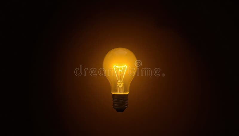 Glowing Lightbulb Emits Soft Yellow Light. Illustrates Innovation ...