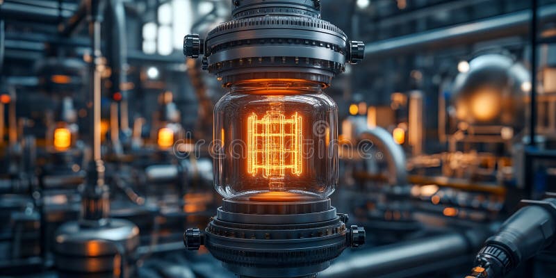 Glowing Lightbulb in a Factory Stock Illustration - Illustration of ...