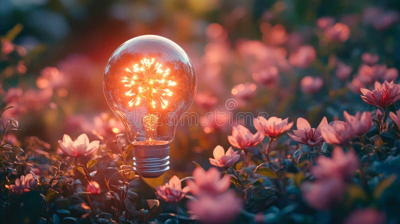 A Glowing Lightbulb in Focus, Symbolizing Creativity, Ideas, and ...