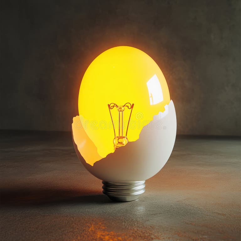 Glowing Lightbulb Hatching from an Egg Representing New Ideas and Innovation Stock Image - Image ...