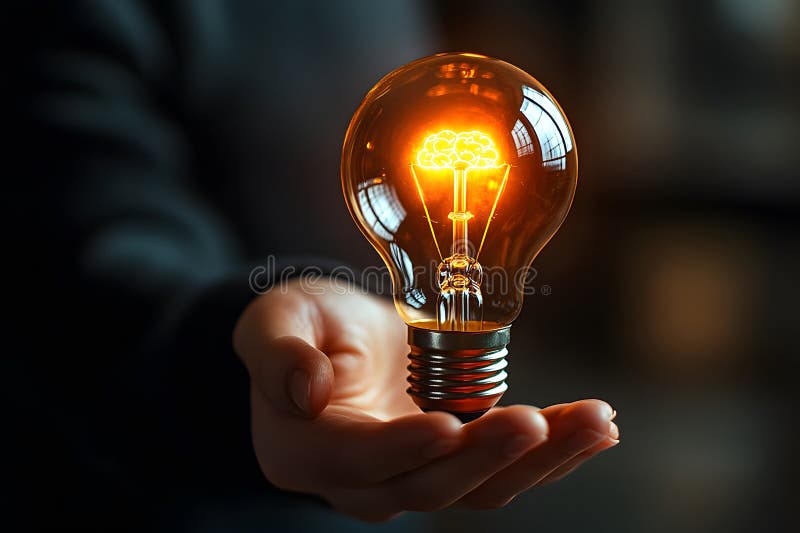 Innovative Idea Concept with Glowing Lightbulb in Human Hand ...