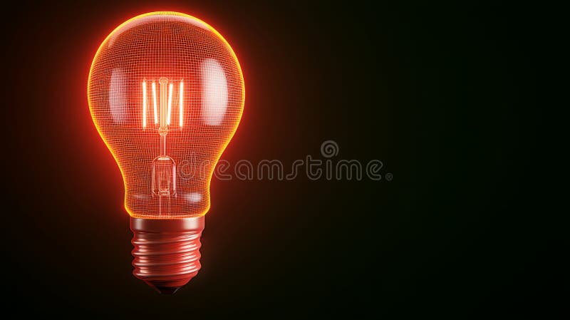 Glowing Lightbulb with Neon Grid Design, Radiating Warmth and ...