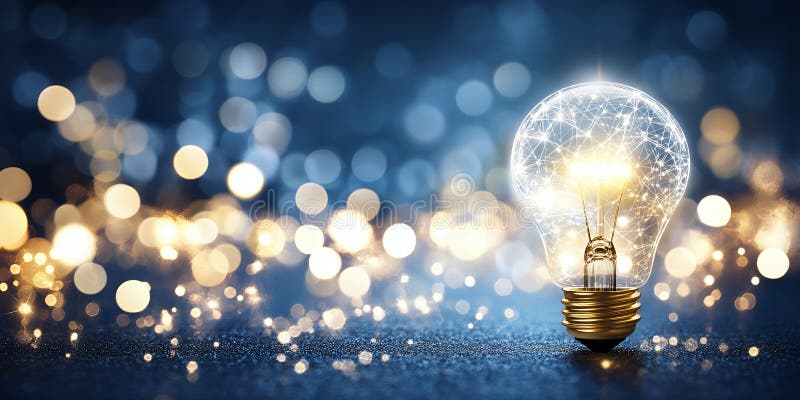 A Glowing Lightbulb with a Network of Lines Inside it Stock ...