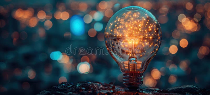 Glowing Light Bulb Sparkling Background Representing Innovation ...