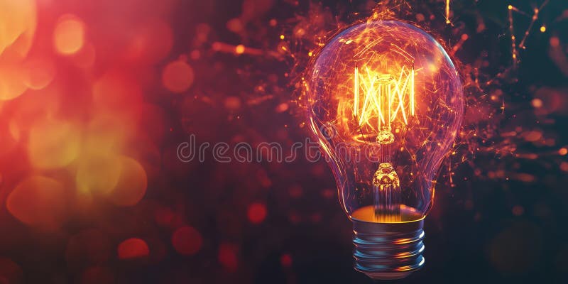 Glowing Lightbulb with Sparks Creative Energy Innovation Concept Stock ...