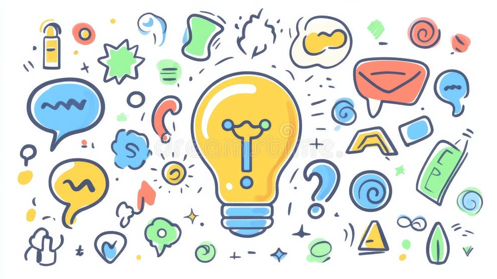 A Glowing Lightbulb Surrounded by Question Marks Embodies the Concept ...