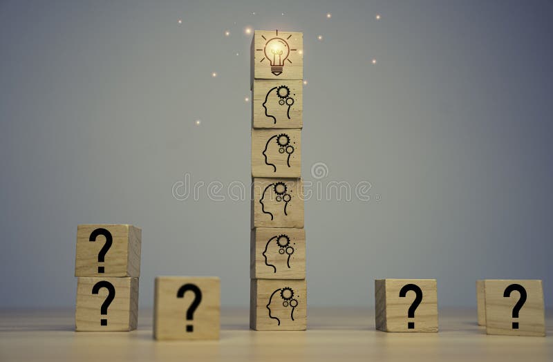 Glowing Lightbulb on the Top of Human Thinking Icon for Creative Idea ...