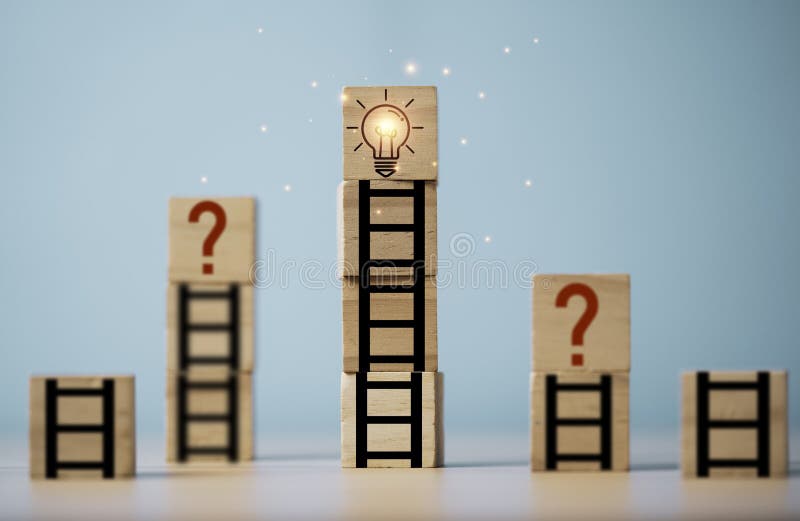 Glowing Lightbulb on the Top of Ladder for Creative Thinking Idea To ...