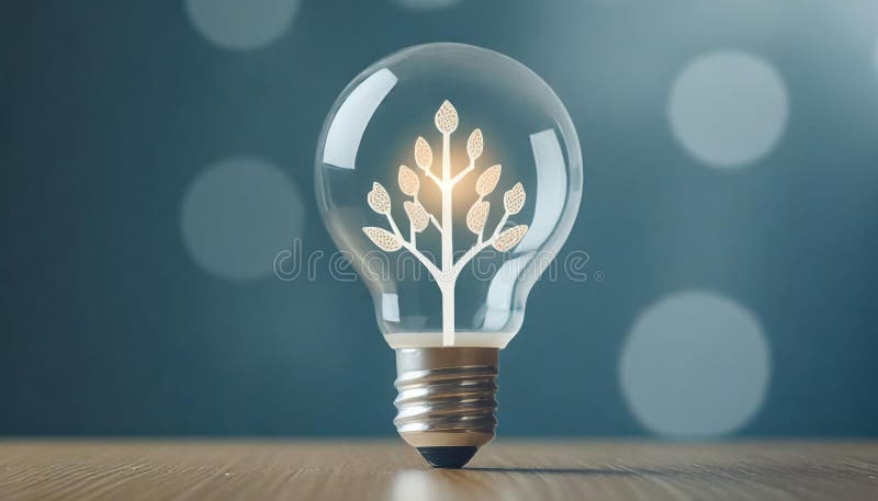 Glowing Lightbulb with Tree Inside Symbolizing Eco Innovation and ...