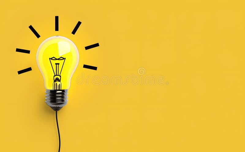Glowing Lightbulb on Yellow Background,Creativity and Innovation ...