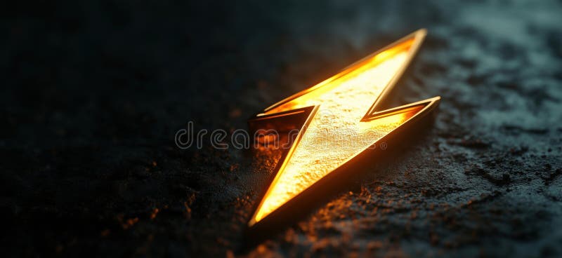 Glowing Lightning Bolt Symbol on Textured Surface with Dramatic ...