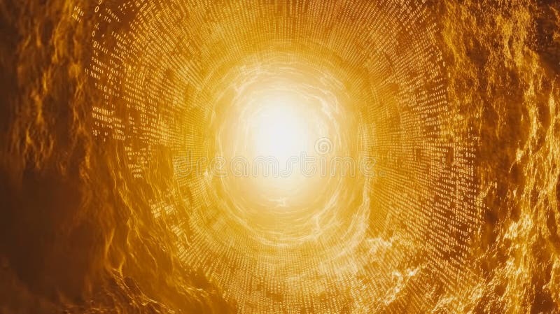 Glowing Lights and Binary Code Envelop an Abstract Digital Data Flow within a Tunnel Stock Image ...