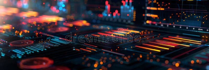 Glowing Lights on Computer Screen Stock Image - Image of futuristic ...