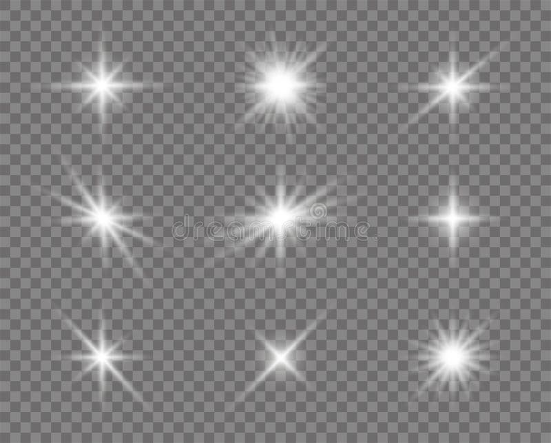 Glowing Lights Effect, Flare, Sun and Stars Set. Stock Vector Stock ...