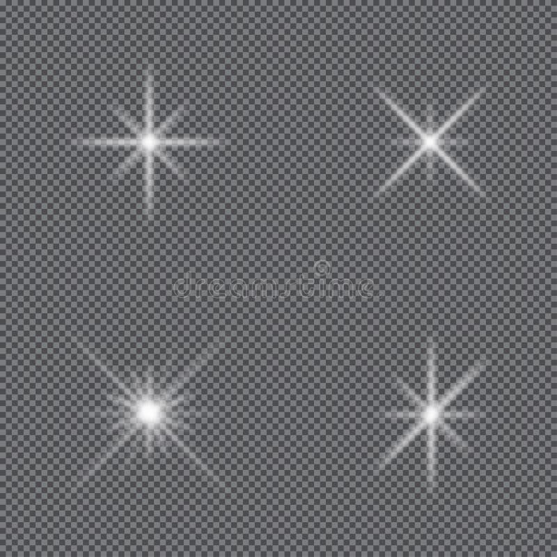 Glowing Lights Effect. Set of Sparkles Stars, Glow Flash, Bright ...