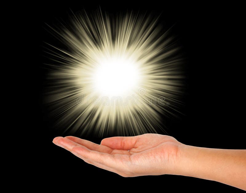 Glowing lights on hand stock illustration. Illustration of glowing ...