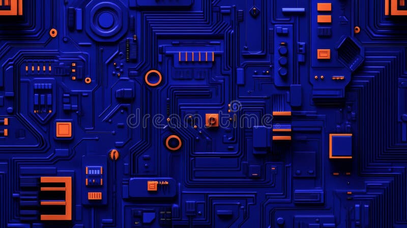 Glowing Lights Illuminate an Abstract Representation of an Electronic ...