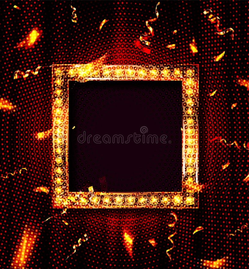Glowing Lights Retro Frame for Advertising Design Stock Vector ...