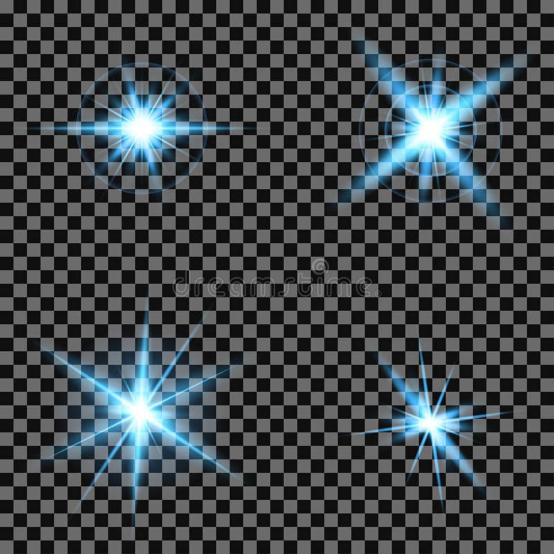 Glowing Lights and Stars. Light Effect Collection for Your Design. Star ...