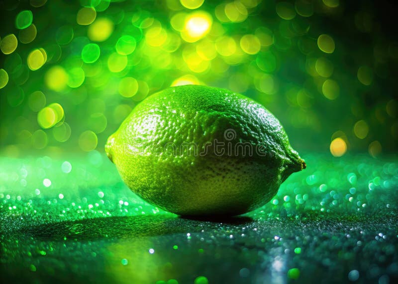 Glowing Lime Green Abstract a Vibrant Nighttime Citrus Burst with ...