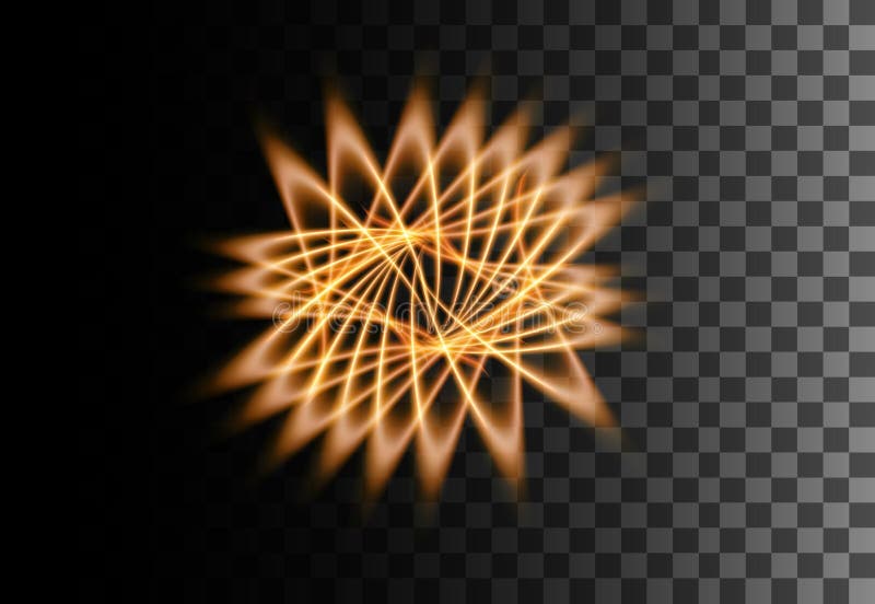 Glowing Line Abstract Effect. Golden Star Light Effect on Transparent ...