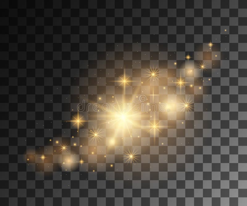 Glowing Line Abstract Effect. Golden Star Light Effect on Transparent ...
