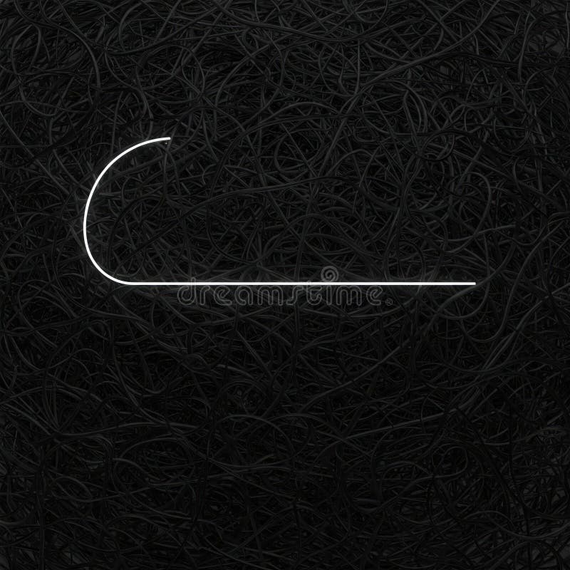 A Glowing Line in the Black Chaos of Wires. Stock Image - Image of ...