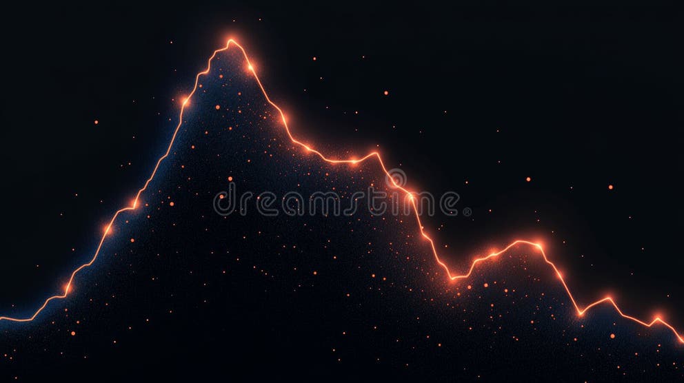 Glowing Line Chart on Black Background, Abstract Design, Finance ...
