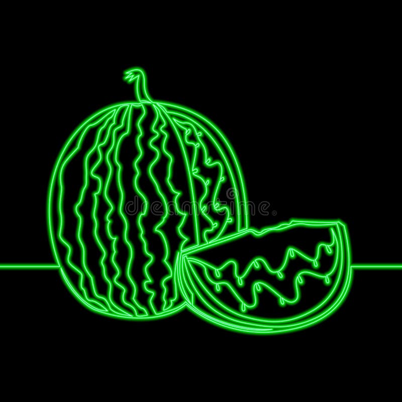 Glowing Line Watermelon Icon Neon Glow Illustration Concept Stock ...