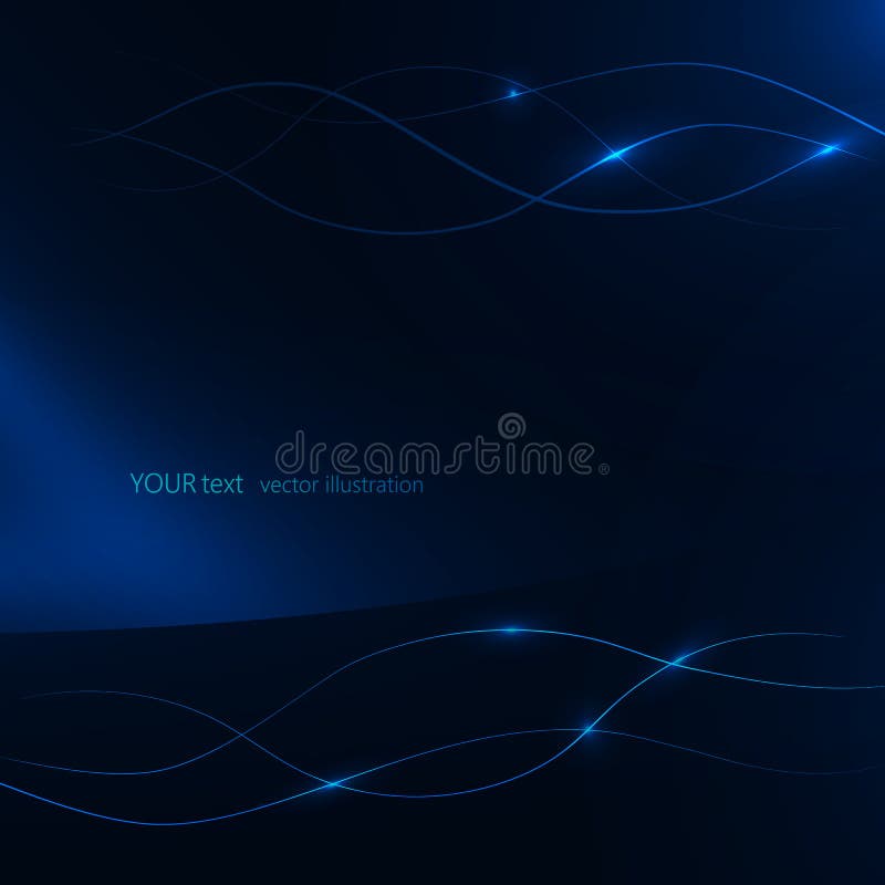 Glowing Lines, Blue Gradient on Dark Background Stock Illustration ...