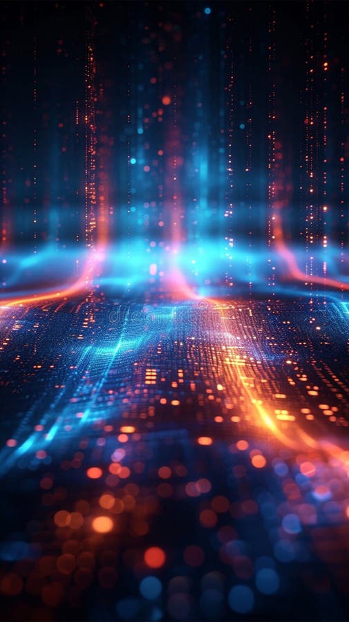 Glowing Lines, Bokeh Effect, Abstract Technology Background, Futuristic Theme Stock Illustration ...