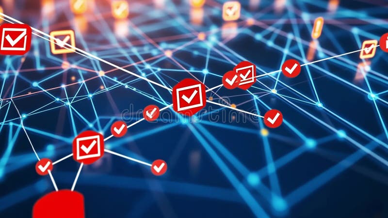 Cyber Security System Showing Check Marks on Futuristic Connections ...
