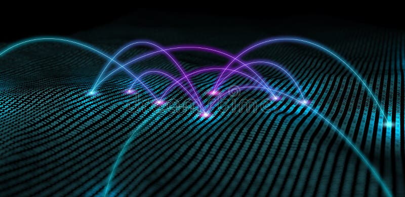 Glowing Line in a Binary Code Matrix Stock Illustration - Illustration ...