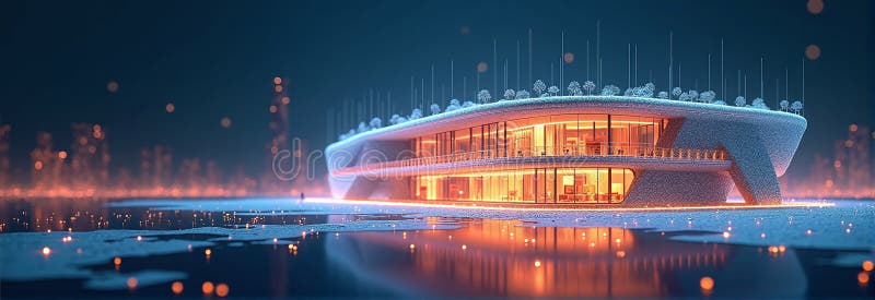 Glowing Lines Form a Futuristic Building Blueprint, Showcasing ...