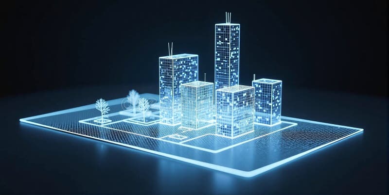 Glowing Lines Form a Futuristic Building Blueprint, Showcasing ...