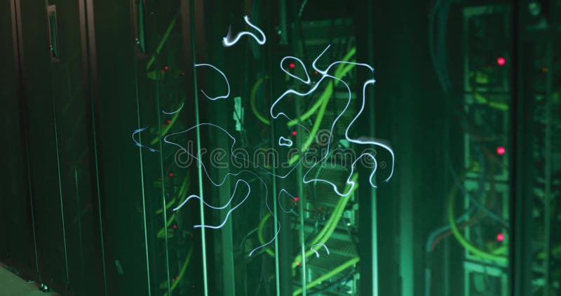 Glowing Lines Image Over Server Racks in Data Center Stock Image ...