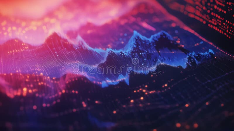 Digital Landscape Evolving with Changing Data Visualized As a Mountain ...