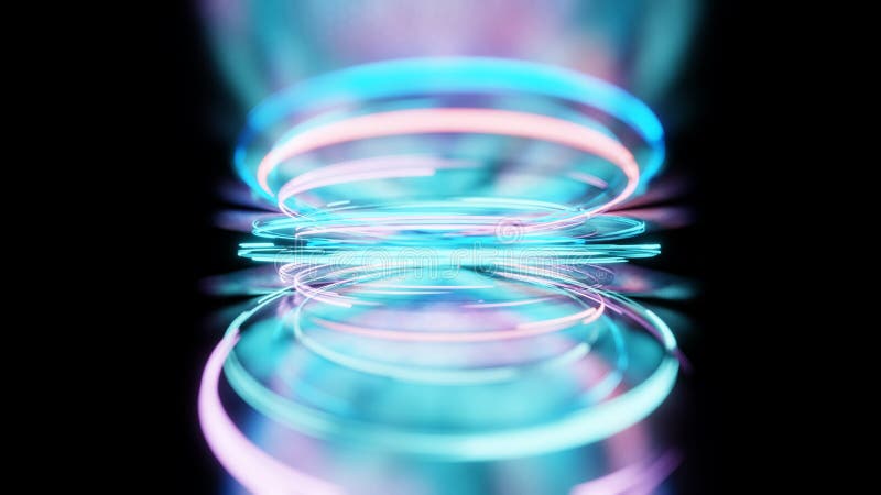3d Render, Glowing Lines, Reflection, Abstract Background Stock ...
