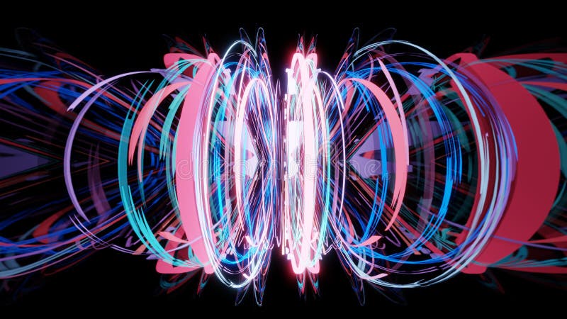 3d Render, Glowing Lines, Reflection, Abstract Background Stock ...