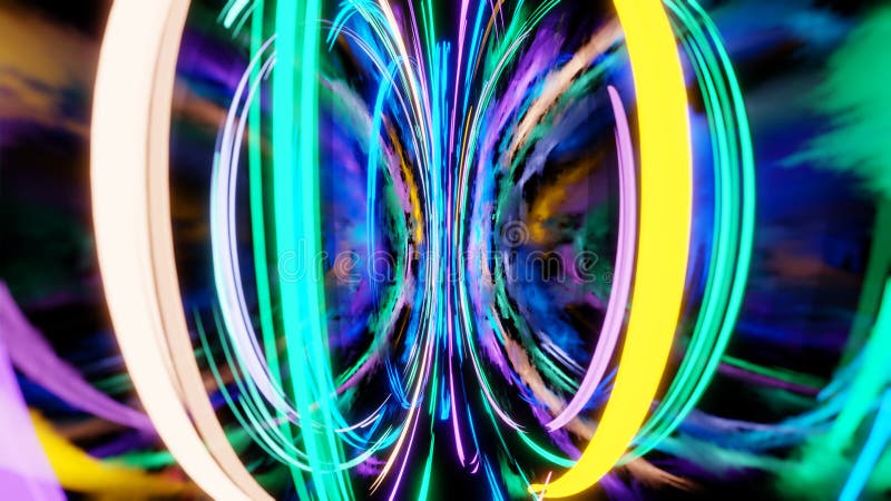 3d Render, Glowing Lines, Reflection, Abstract Background Stock ...