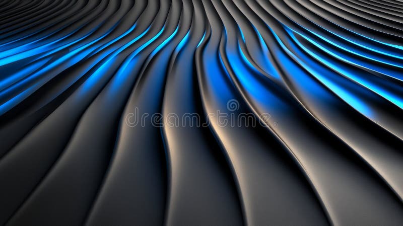Glowing Lines are Set Against a Dark Background on an Abstract Wavy ...