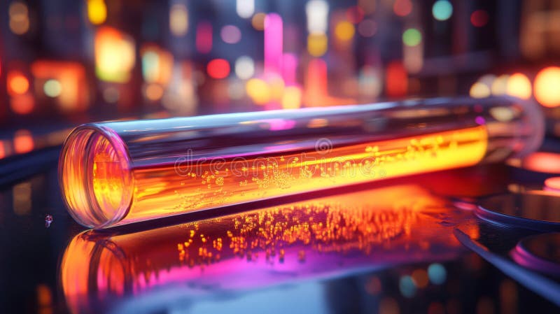 Glowing Liquid Inside Glass Tube City Background Stock Illustration ...