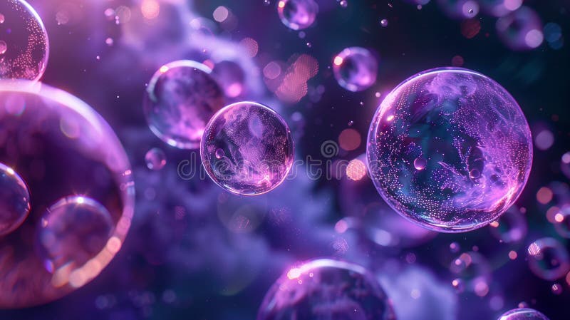 Glowing Liquid Spheres in Deep Space Stock Illustration - Illustration ...